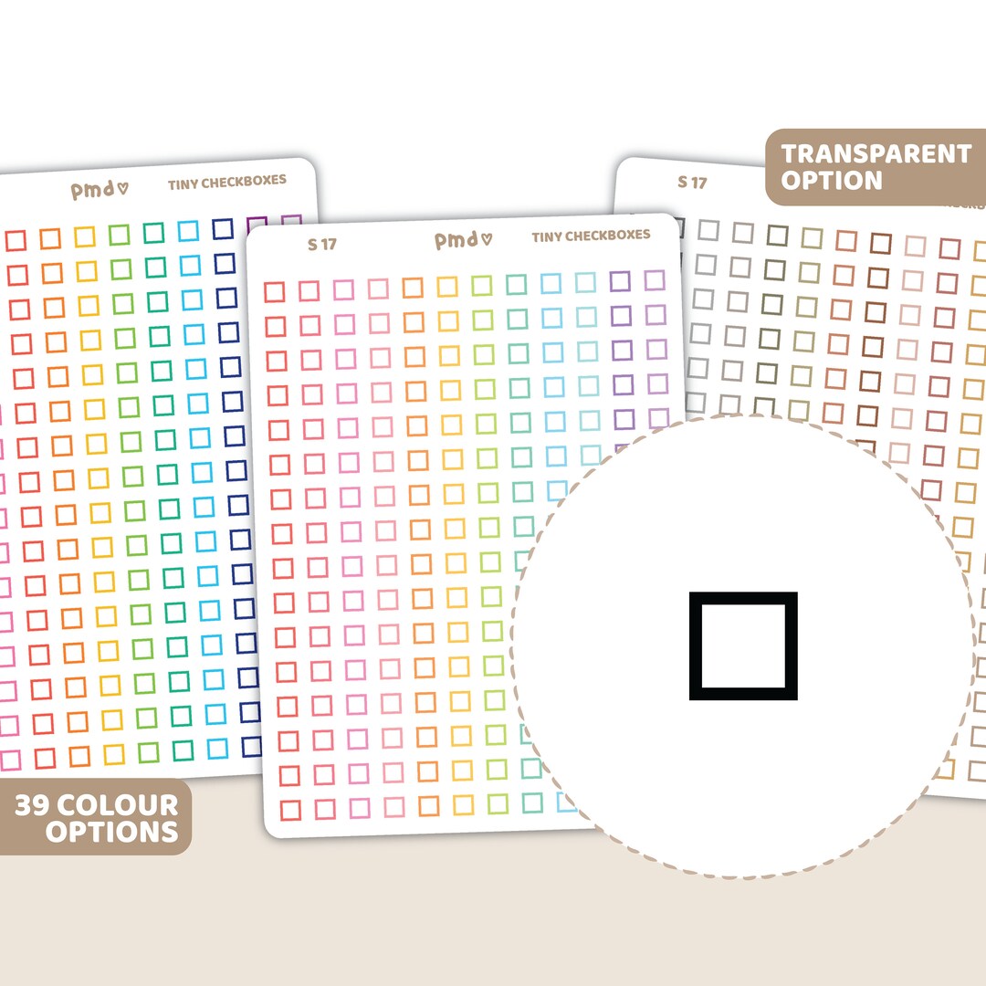 Tiny Checkbox Stickers Transparent Option Planner Stickers S17 - Etsy