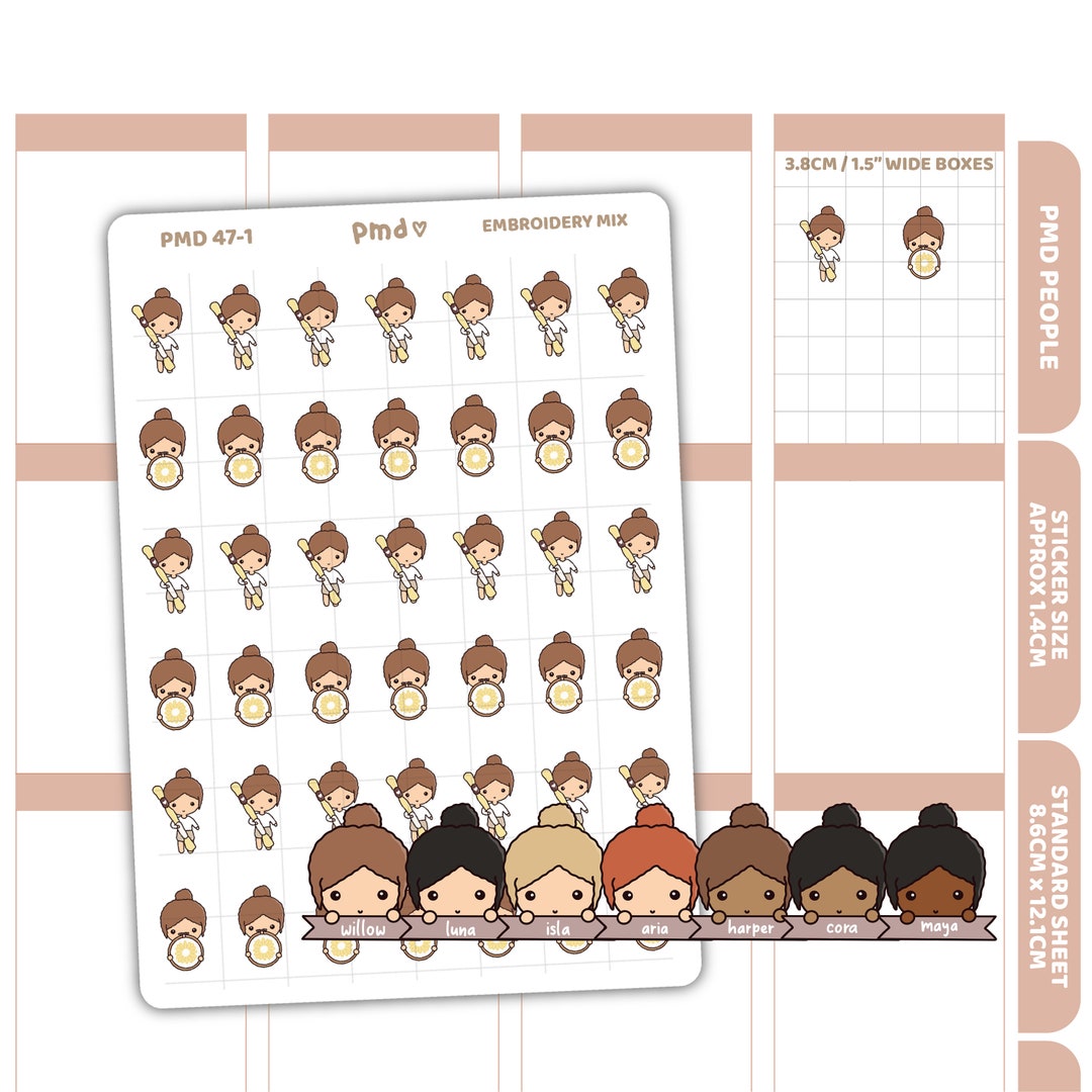 Embroidery PMD People Stickers Planner Stickers PMD47 - Etsy