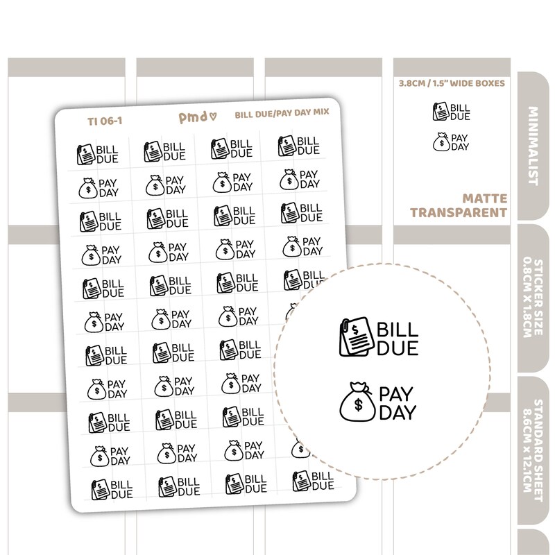 Bill Pay Stickers - Etsy