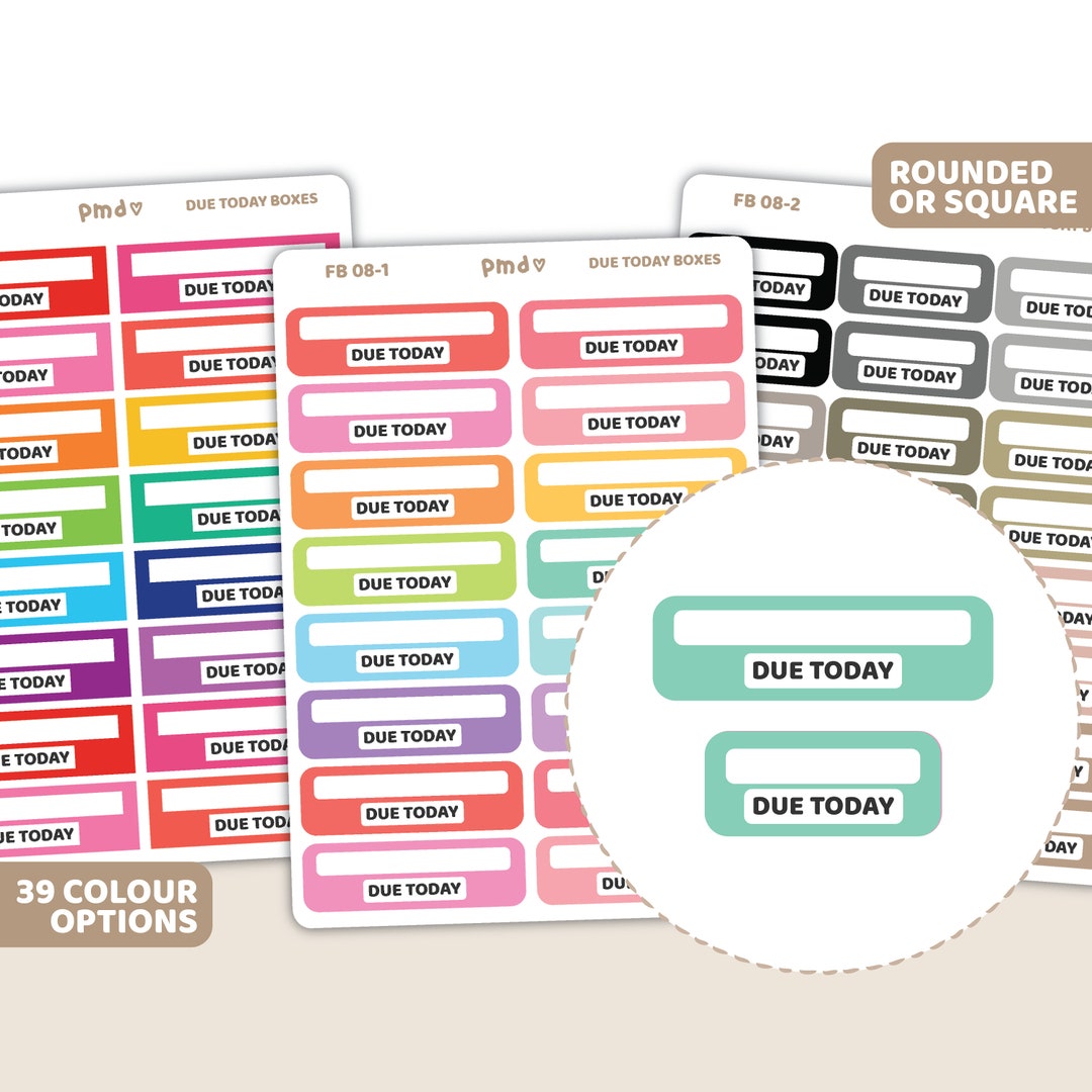 Due Today Box Stickers Planner Stickers FB08 - Etsy