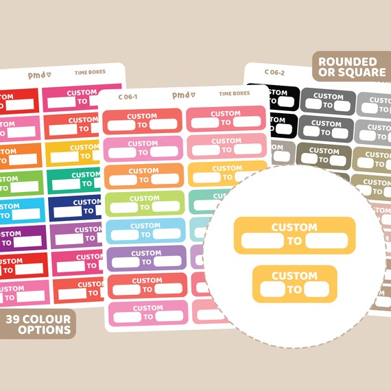 Custom Time Box Stickers Planner Stickers C06 - Etsy