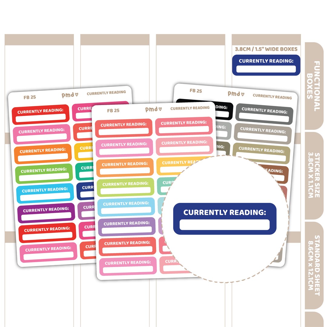 Currently Reading Box Stickers Planner Stickers FB25 - Etsy