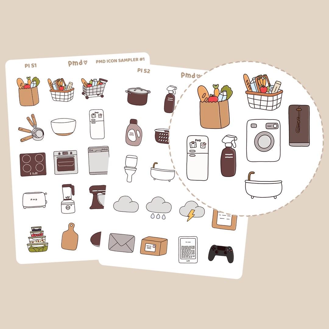Sampler 1 & 2 PMD Icon Stickers PMD Icons Planner - Etsy Australia