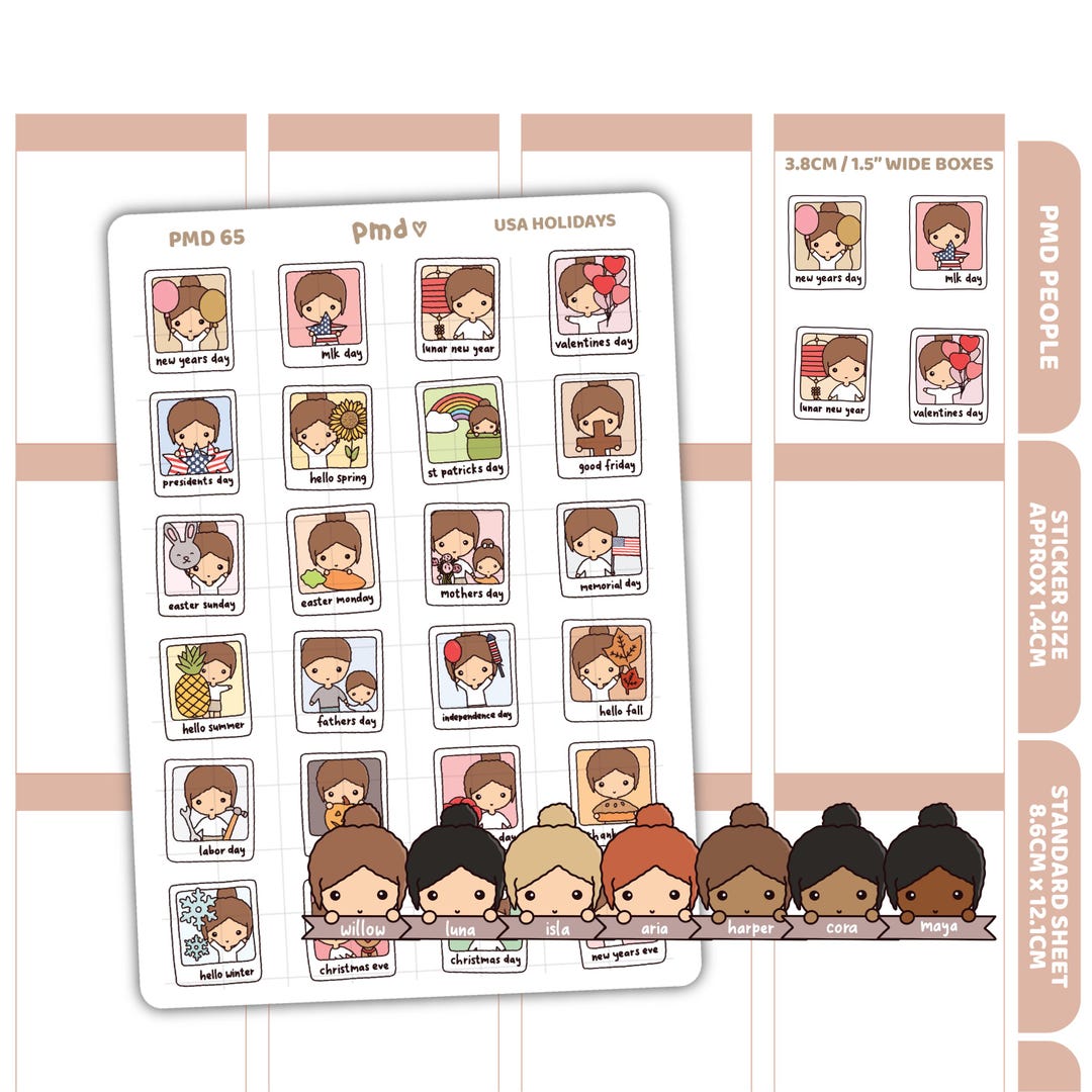 USA Holidays PMD People Stickers PMD People Planner Stickers PMD65 - Etsy