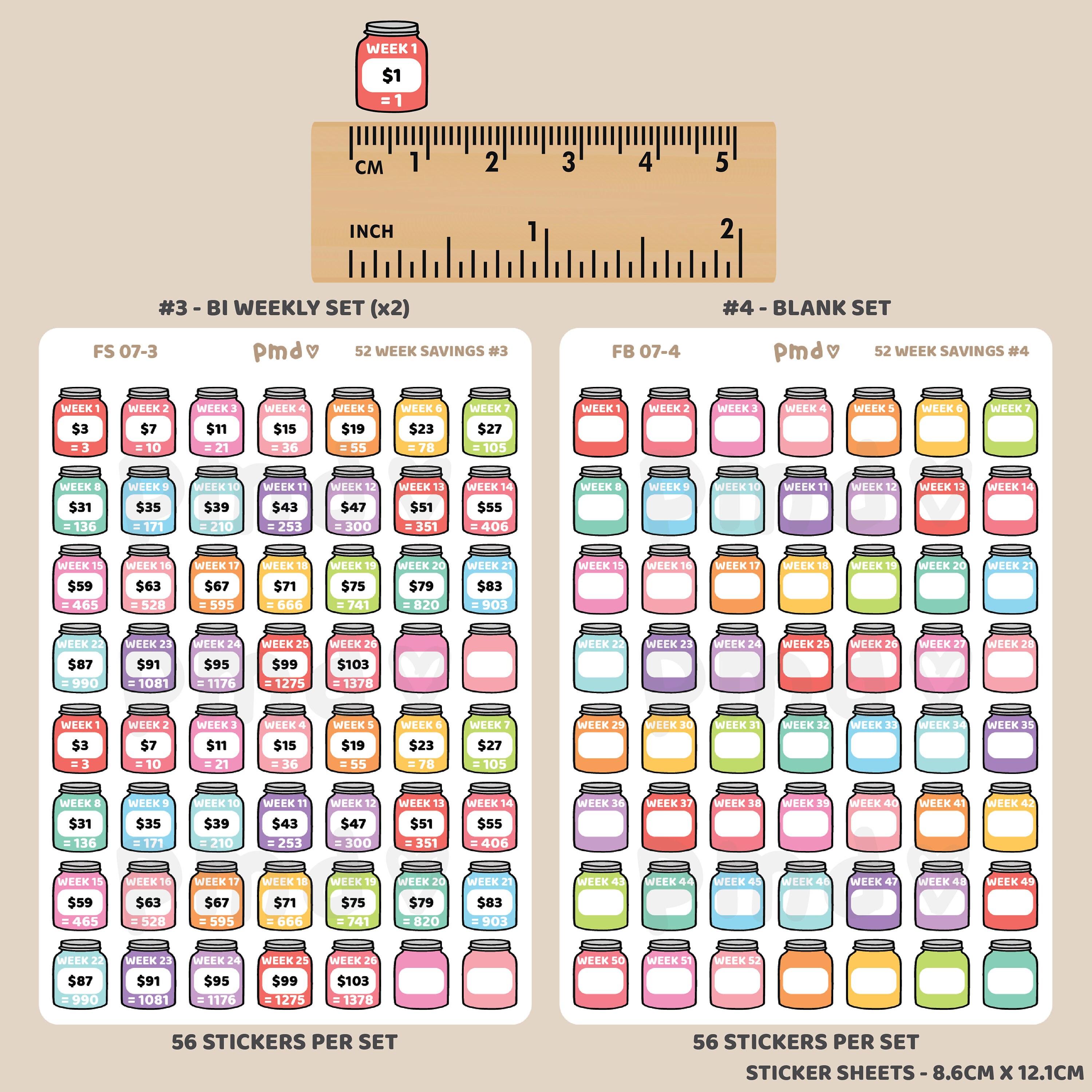 52 Week Savings Challenge Stickers Planner Stickers FS07 - Etsy Australia