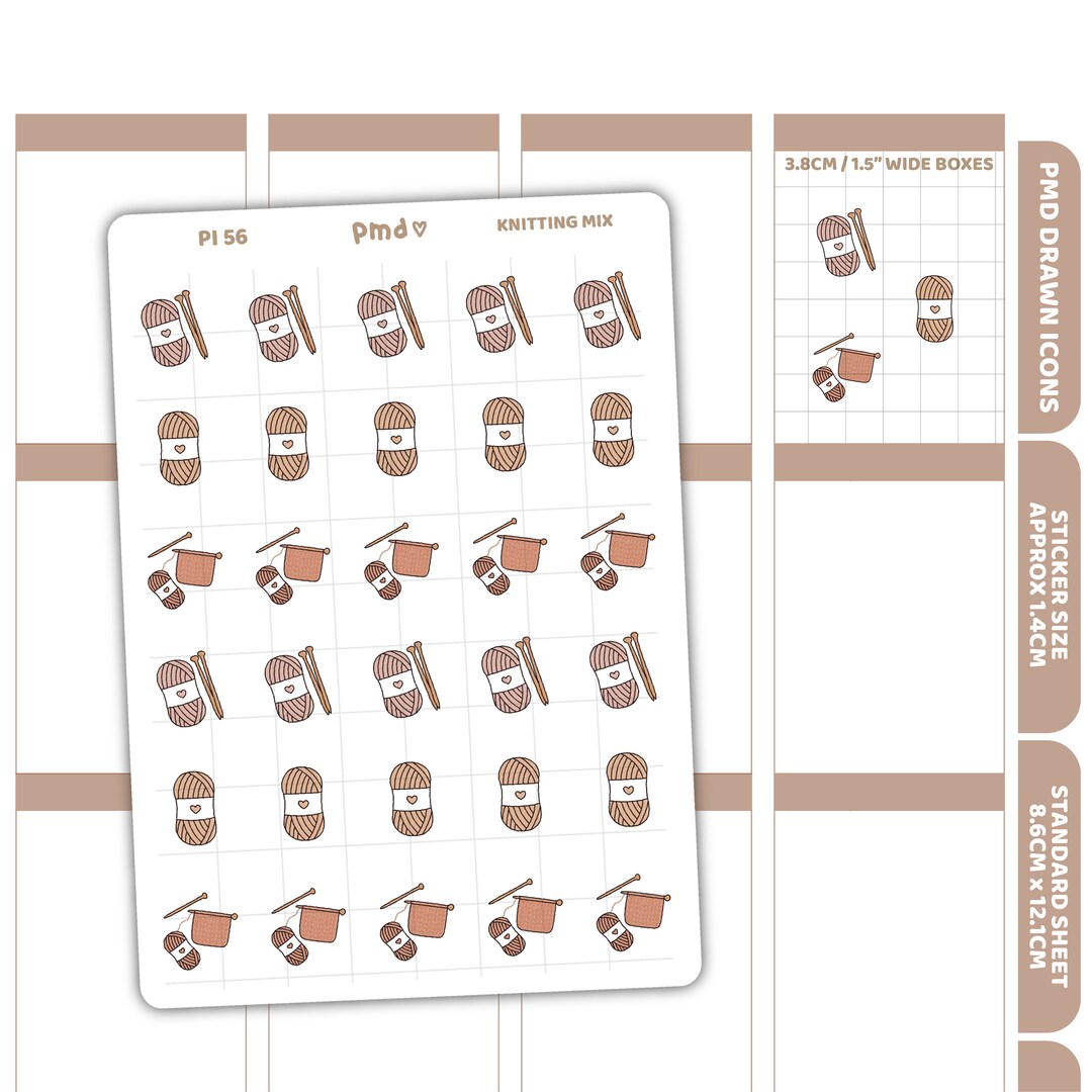 Knitting Stickers PMD Drawn Icon Planner Stickers PI56 - Etsy