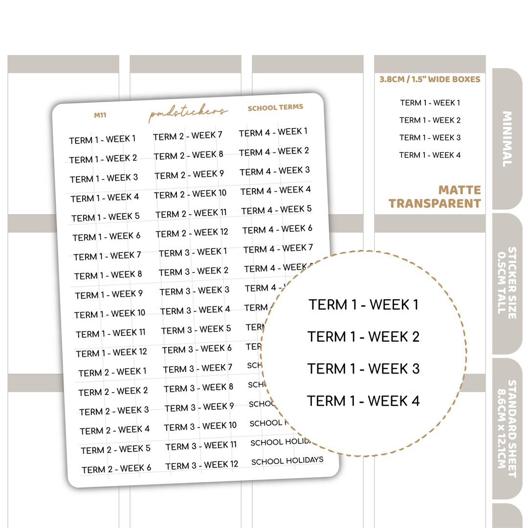School Terms Minimal Font Stickers | Minimal Planner Stickers | M11 - Etsy