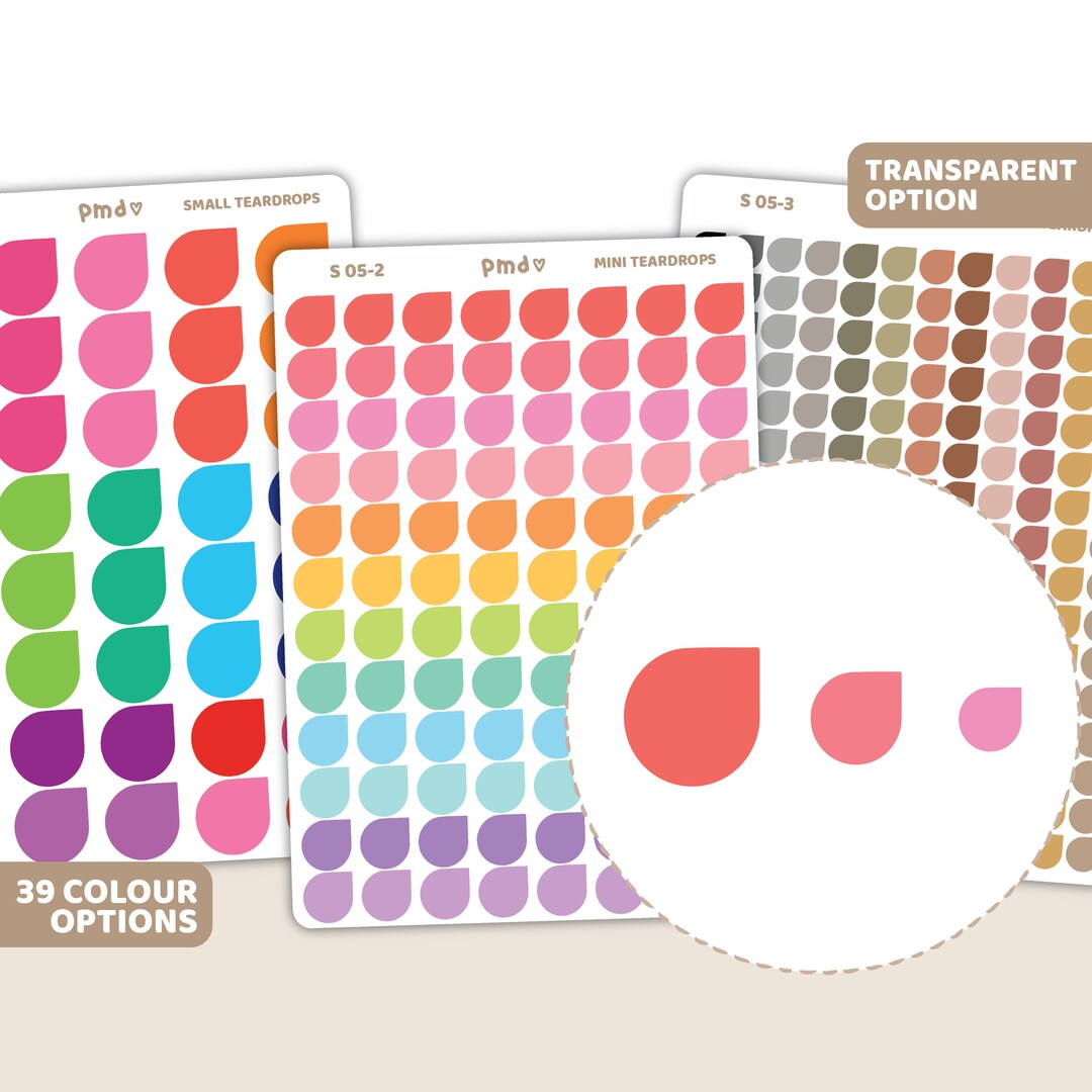 Teardrop Stickers Planner Stickers S05 - Etsy