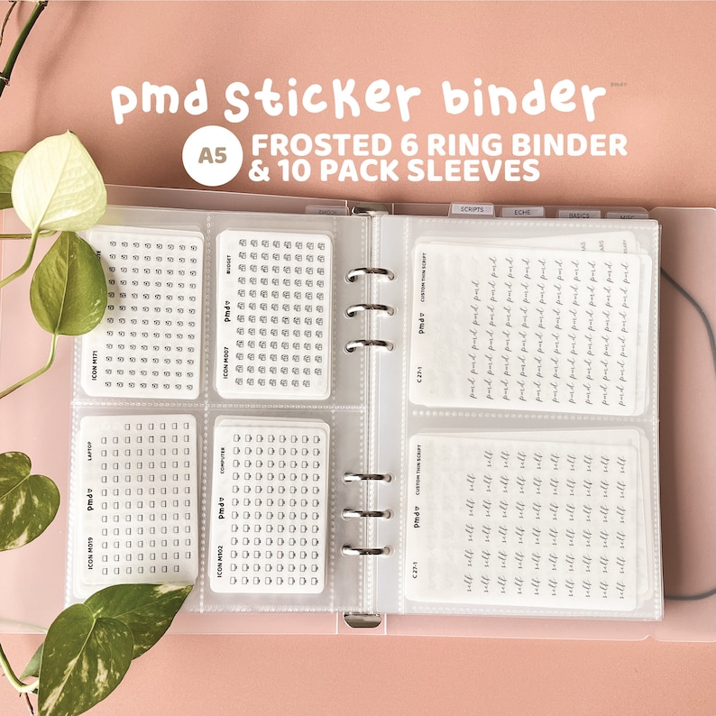 A5 PMD Sticker Binder 6 Ring A5 Frosted Binder & 10 Pack of - Etsy