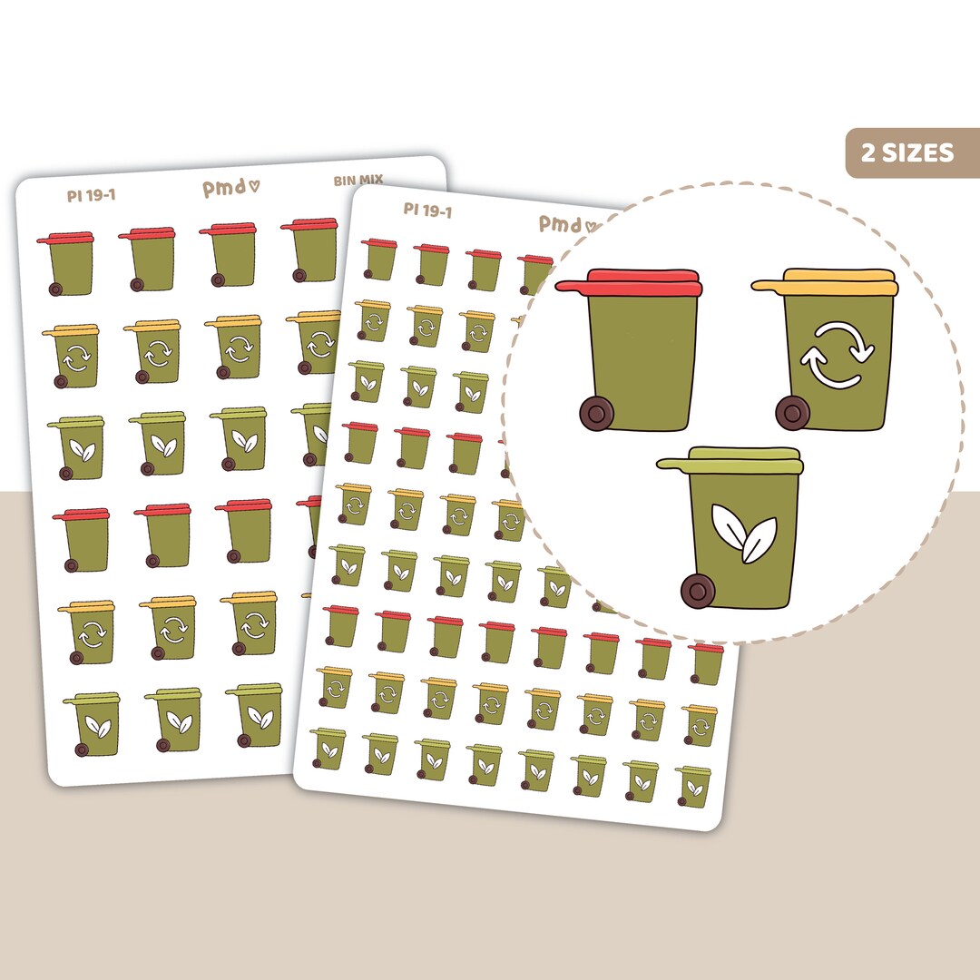 Bin Stickers PMD Drawn Icon Planner Stickers PI19 - Etsy