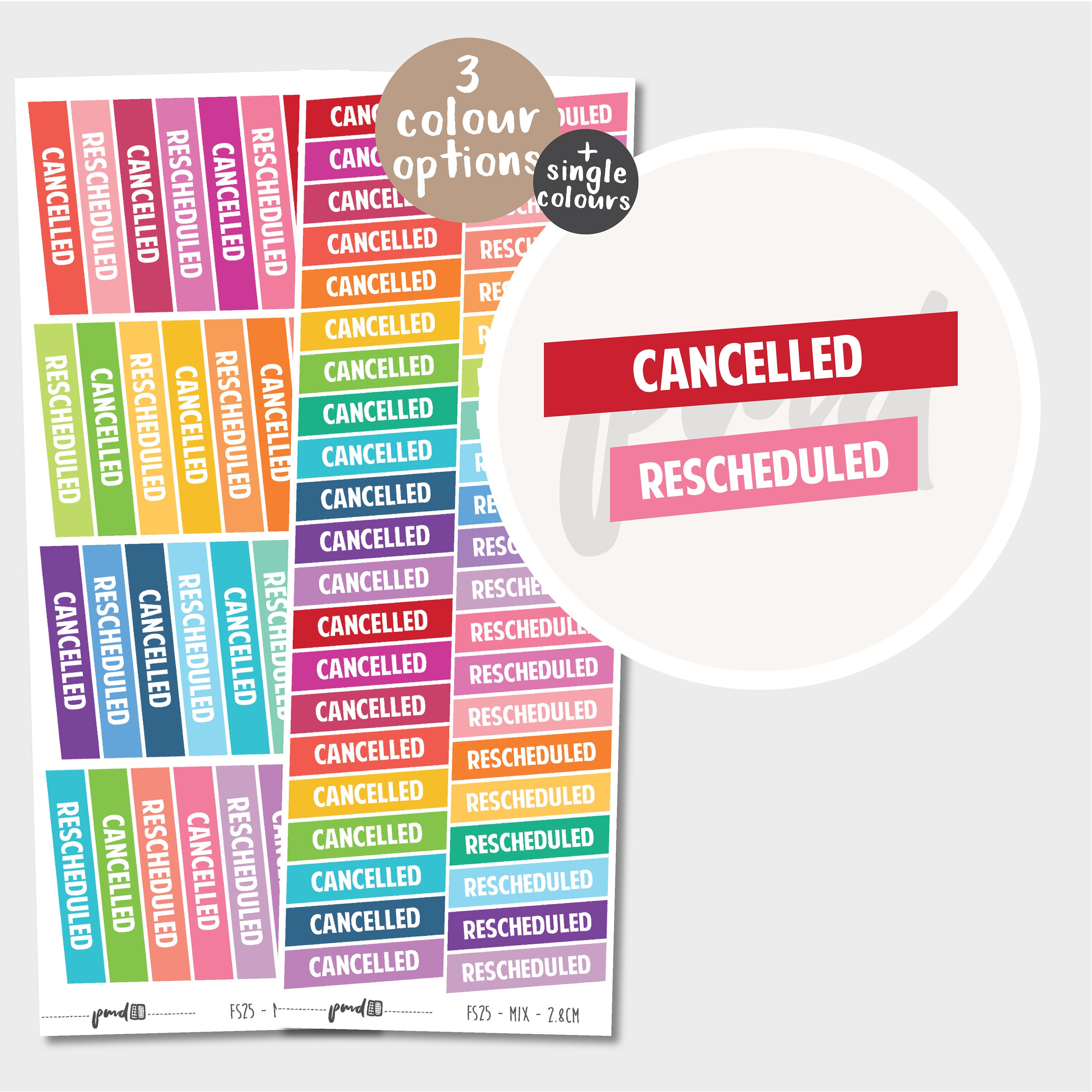Cancelled/Rescheduled Stickers Planner Stickers FS25 | Etsy