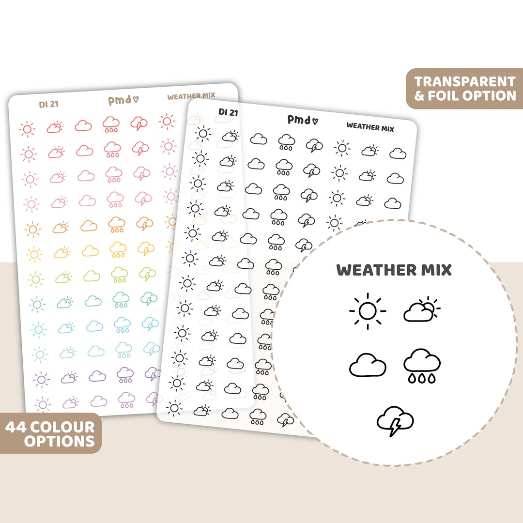 Weather Mix Icon Stickers Planner Stickers DI21 - Etsy