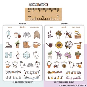 Seasons Sticker Bundle 4 Sheets Planner Stickers BU03 - Etsy