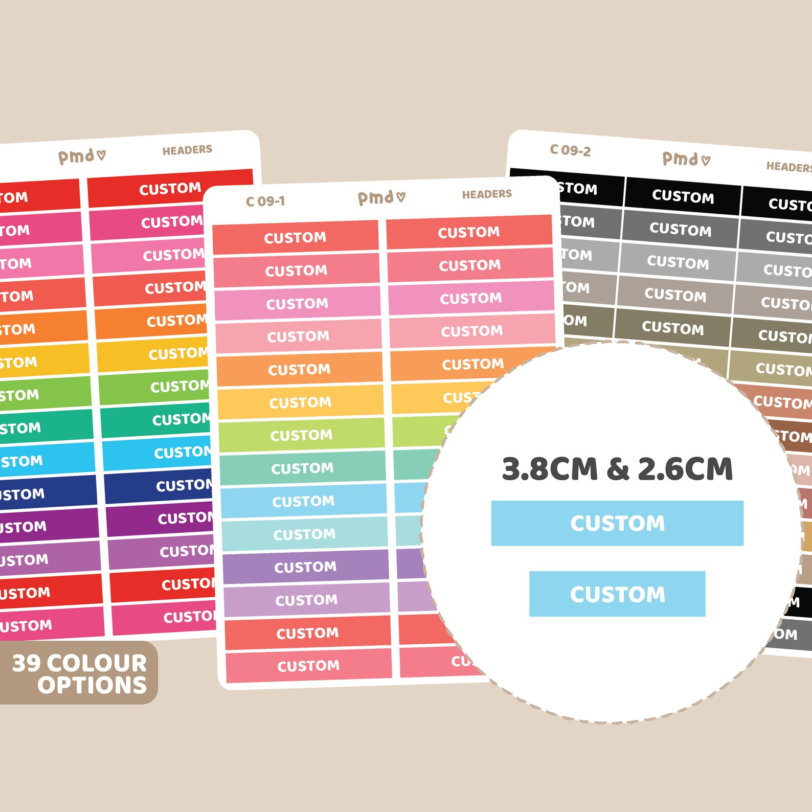 Custom Header Stickers Planner Stickers C09 - Etsy