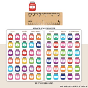 52 Week Savings Challenge Stickers Planner Stickers FS072 - Etsy