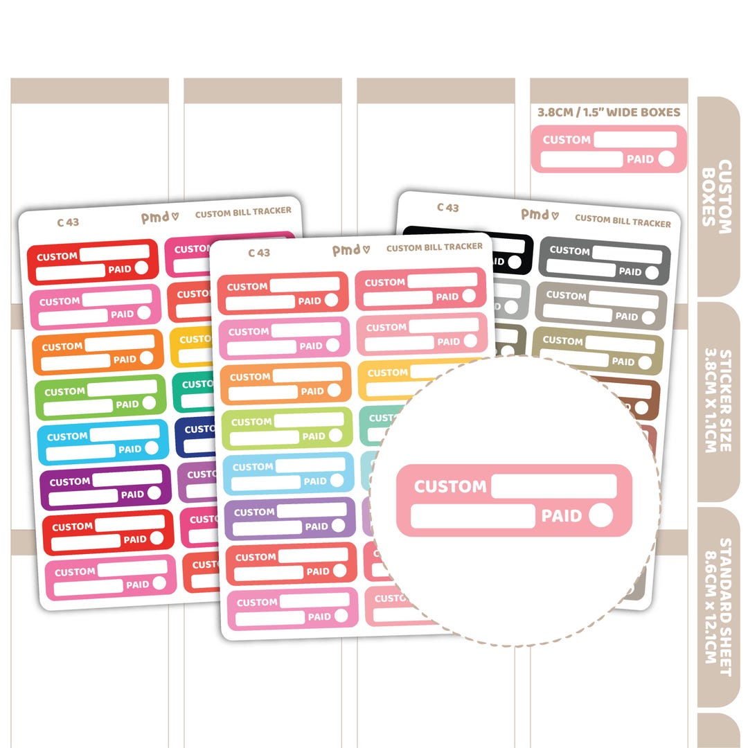 Custom Bill Tracker Stickers Planner Stickers C43 - Etsy