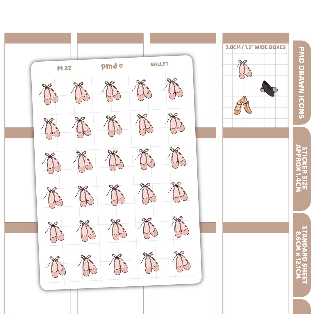 Dance Shoe Stickers PMD Drawn Icons Planner Stickers PI22 - Etsy