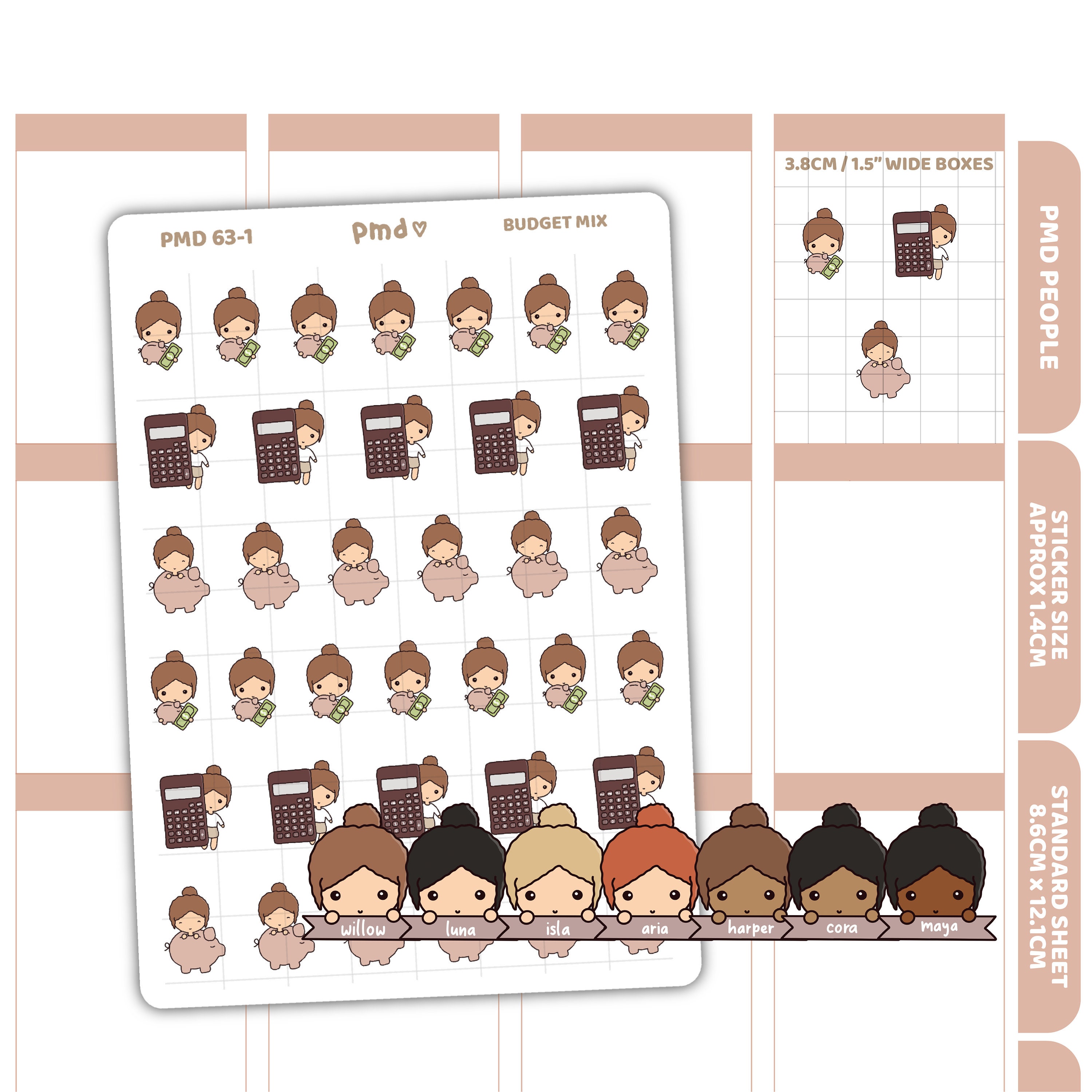 Budget Stickers | PMD People Planner Stickers | PMD63 - Etsy