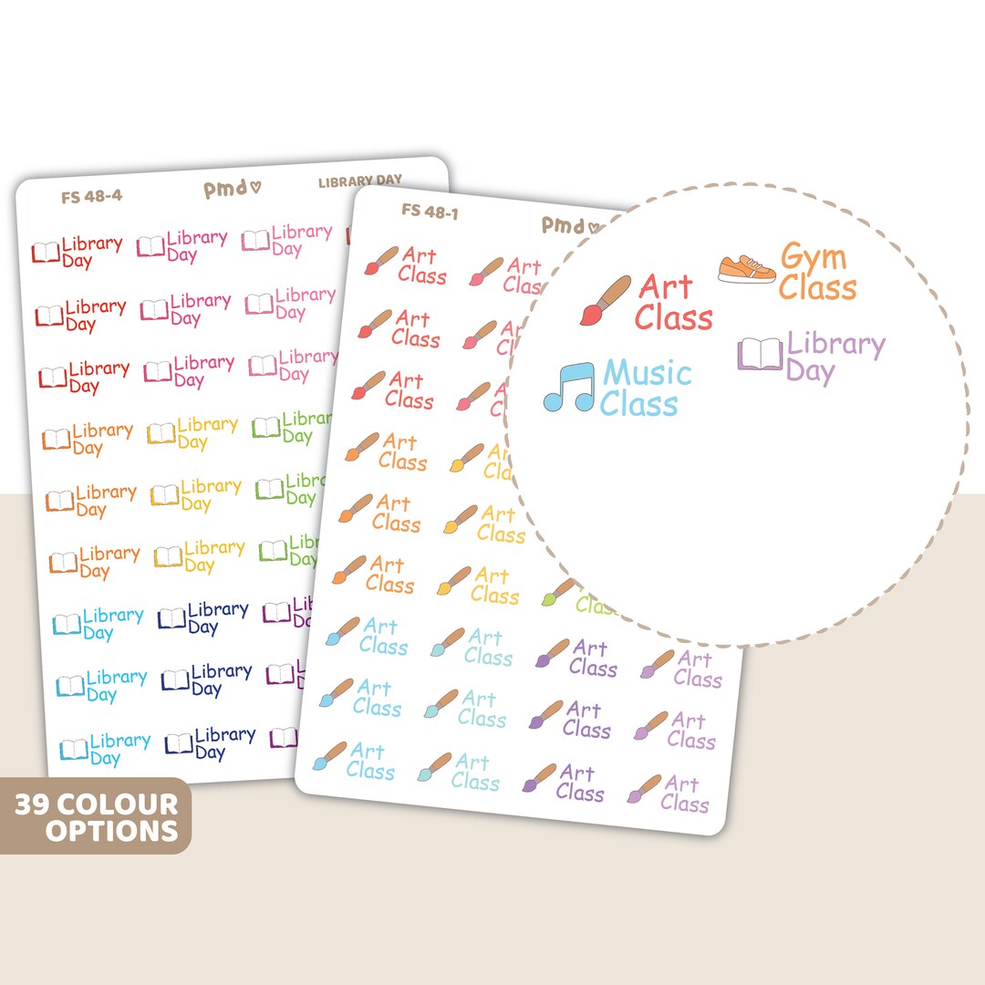 School Classes & Days Stickers Planner Stickers FS48 - Etsy