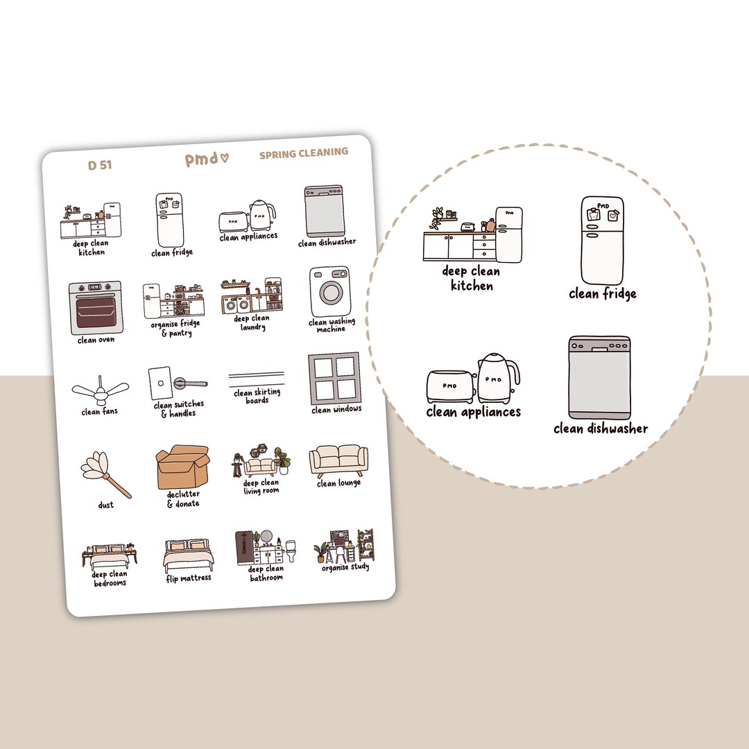 Spring Cleaning Stickers Planner Stickers D51 - Etsy Australia