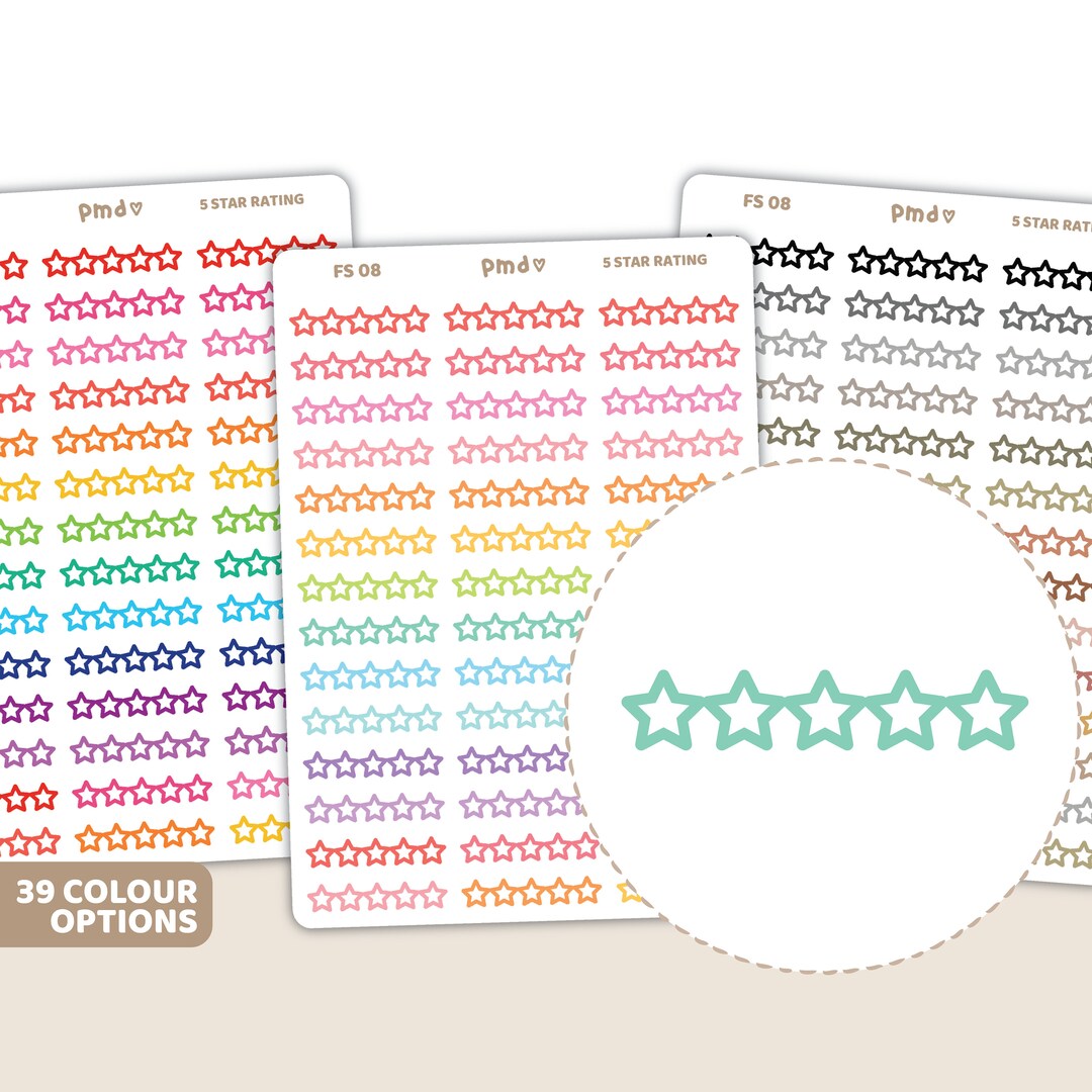 5 Star Rating Stickers Planner Stickers FS08 - Etsy