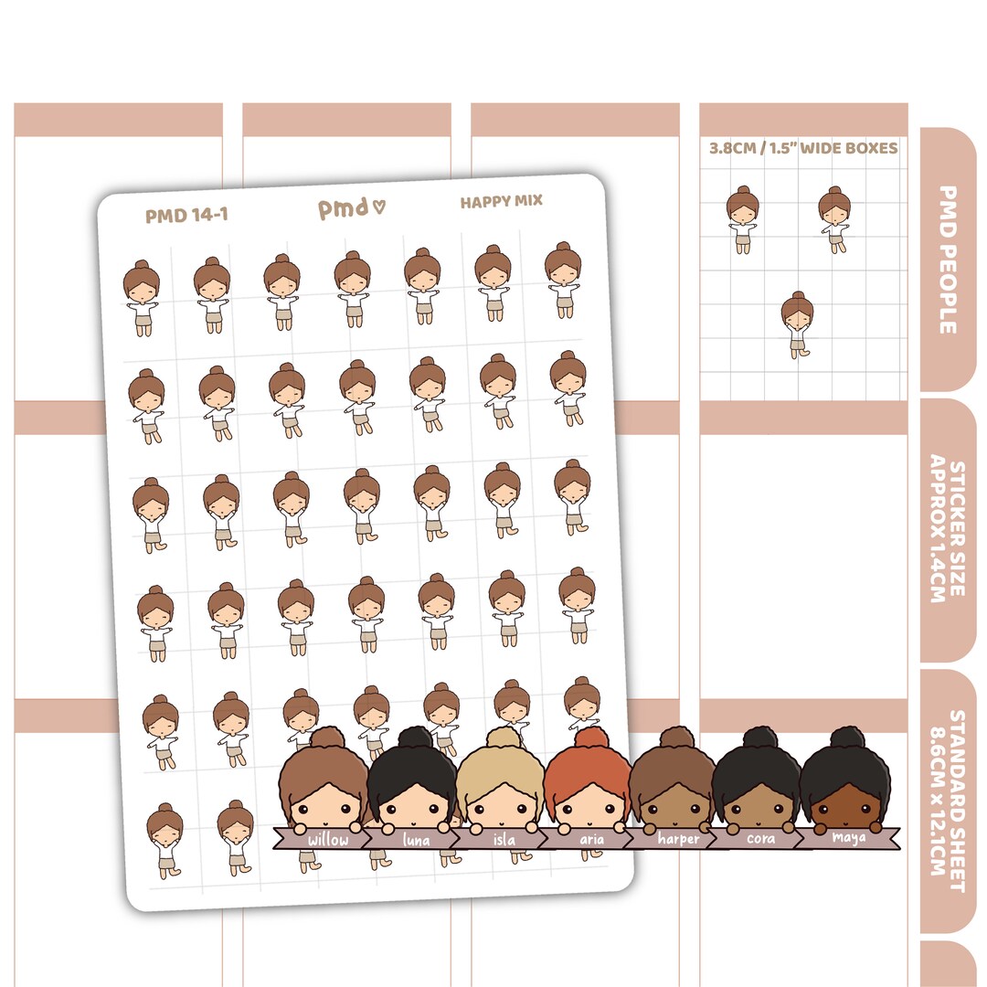 Happy Stickers | PMD People Planner Stickers | PMD14 - Etsy
