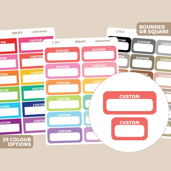 Custom Large Box Stickers Planner Stickers C13 - Etsy