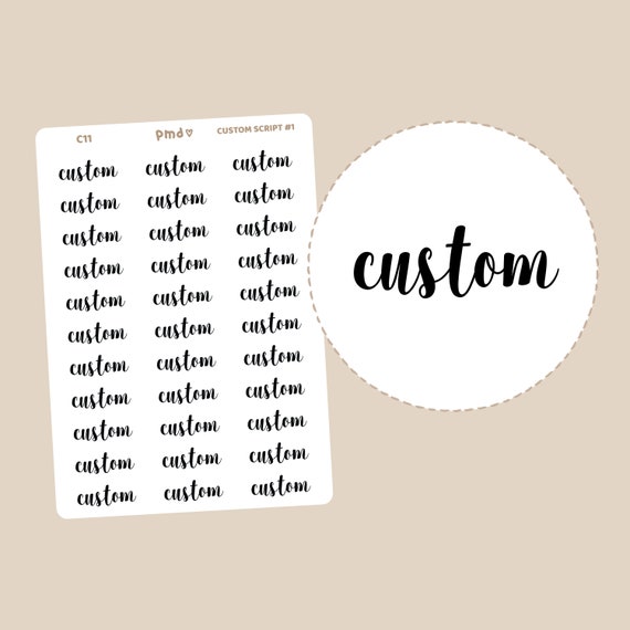 Paper & Party Supplies Custom Word Text Script Planner Stickers Paper ...