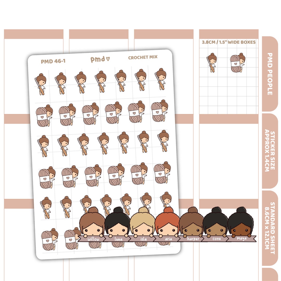 Crochet Stickers | PMD People Planner Stickers | PMD46 - Etsy