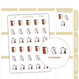 Cleaning Stickers | Eche Character Planner Stickers | E03 - Etsy