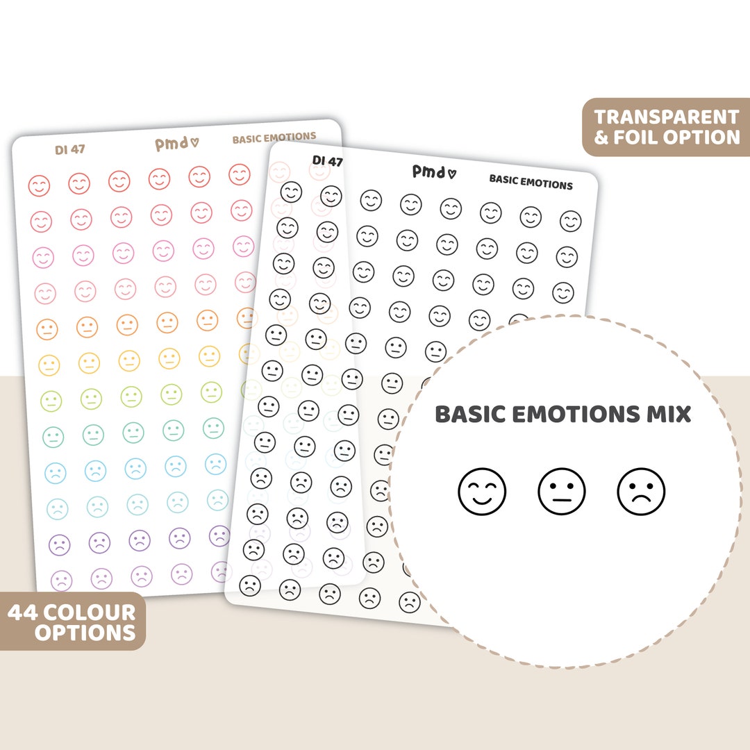 Basic Emotions Mix Icon Stickers Planner Stickers DI47 - Etsy