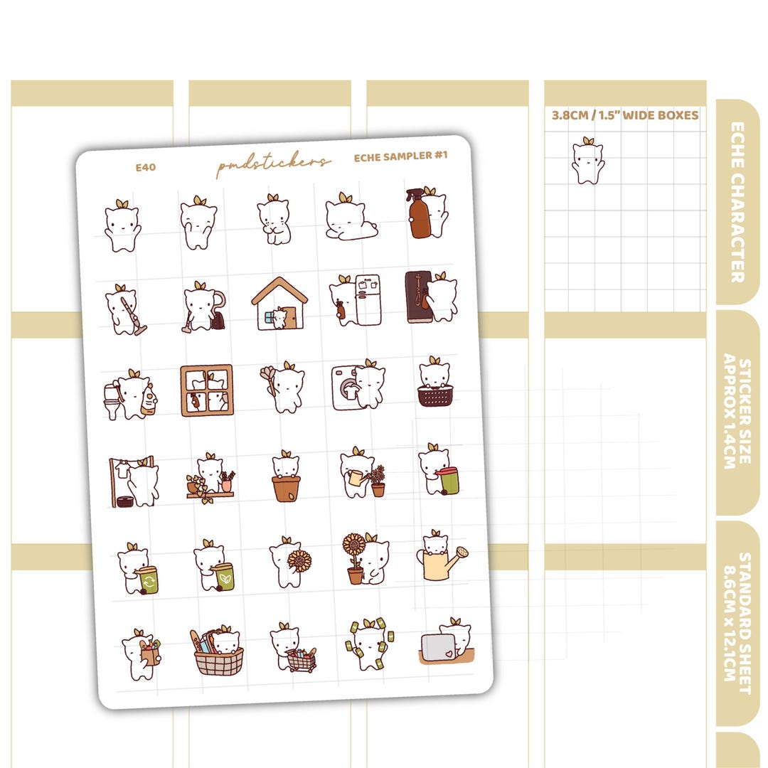 Eche Sampler #1 Stickers | Eche Character Planner Stickers | E40 - Etsy