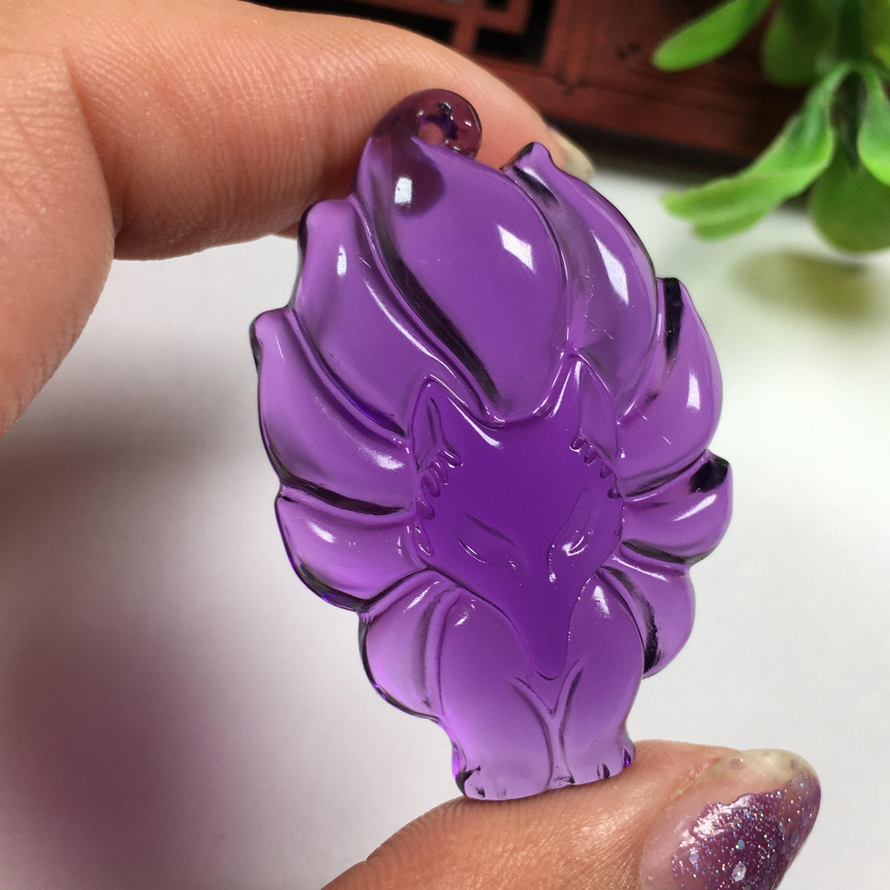 Amethyst Carved Good Luck Fox Fashion Amulet | Etsy