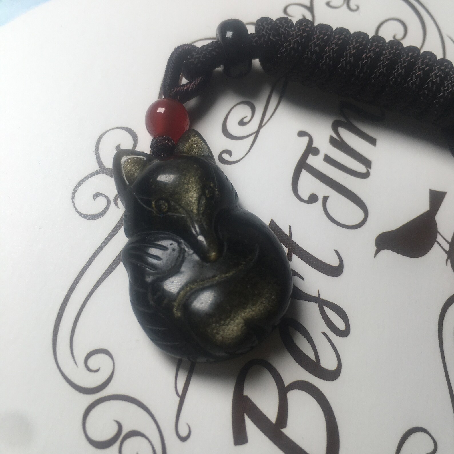 Natural AAA Grade Gold Obsidian Cute fox Amulet - Etsy