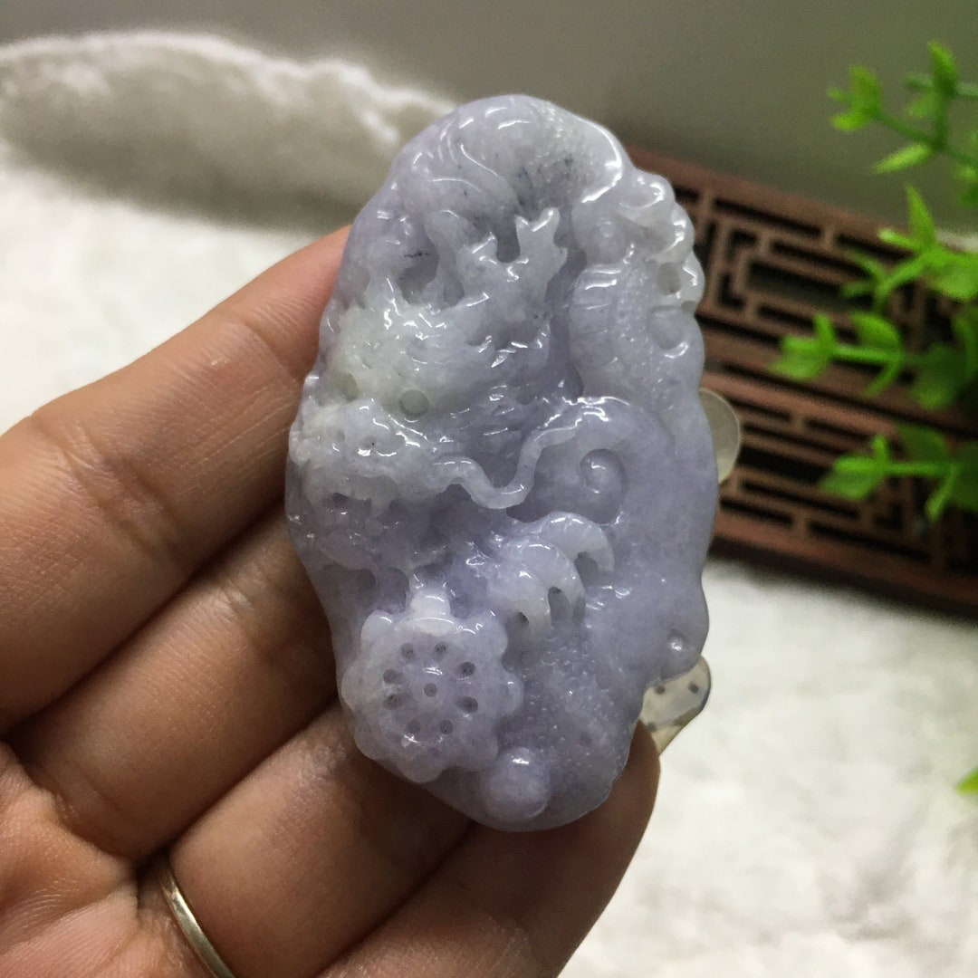 Natural AAA Grade Jadeite Violet Jade dragon Pendant Hand-carved ...