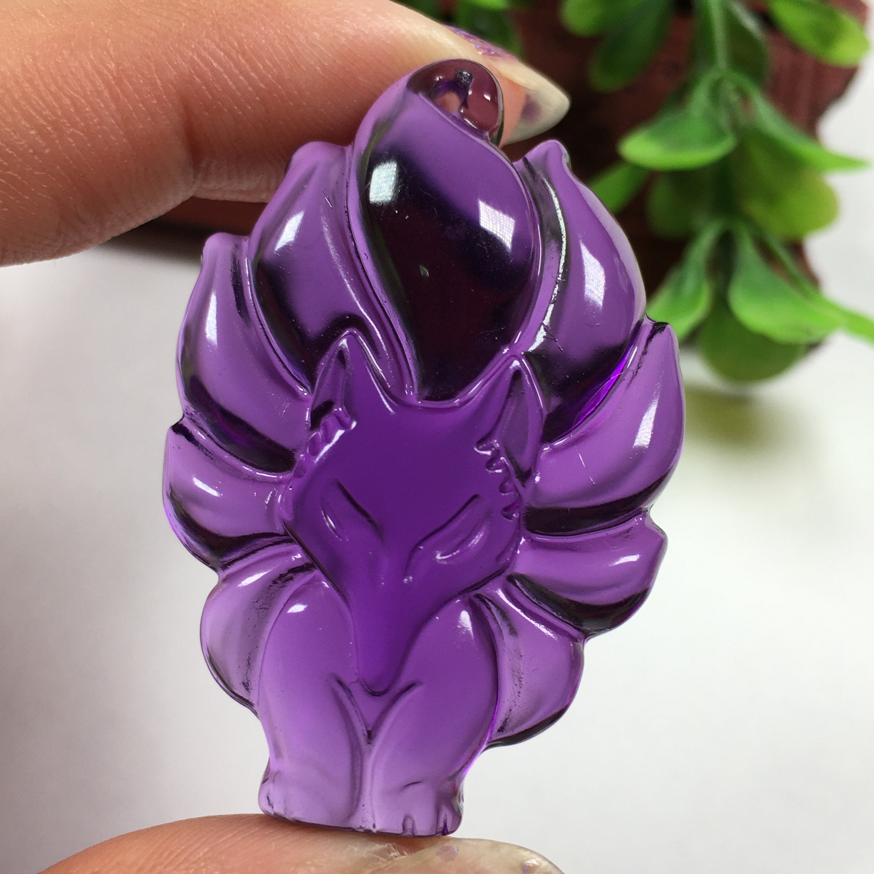 Amethyst Carved Good Luck Fox Fashion Amulet | Etsy