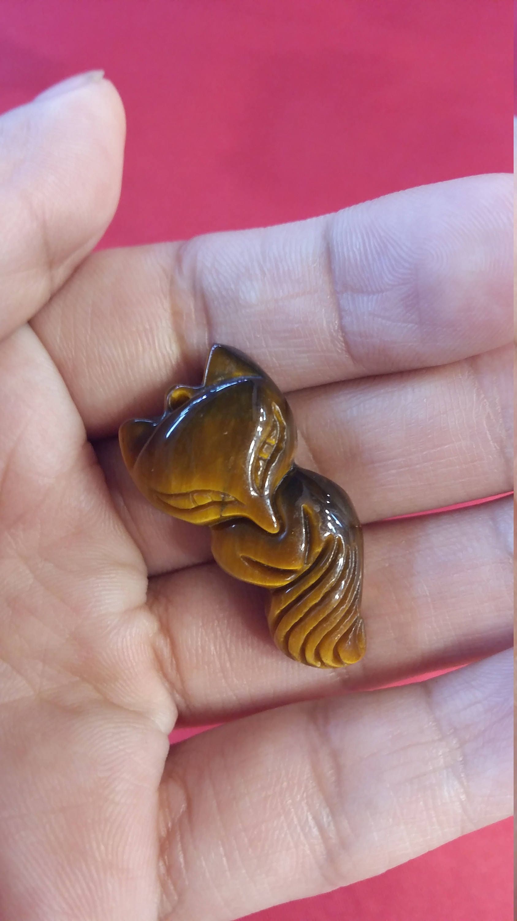 Natural Yellow Tiger Eye Stone Fox Pendant Hand Carved - Etsy