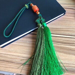 Chinese Knot Red Cinnabar Rune Beads Green Tassel Car Pendant - Etsy