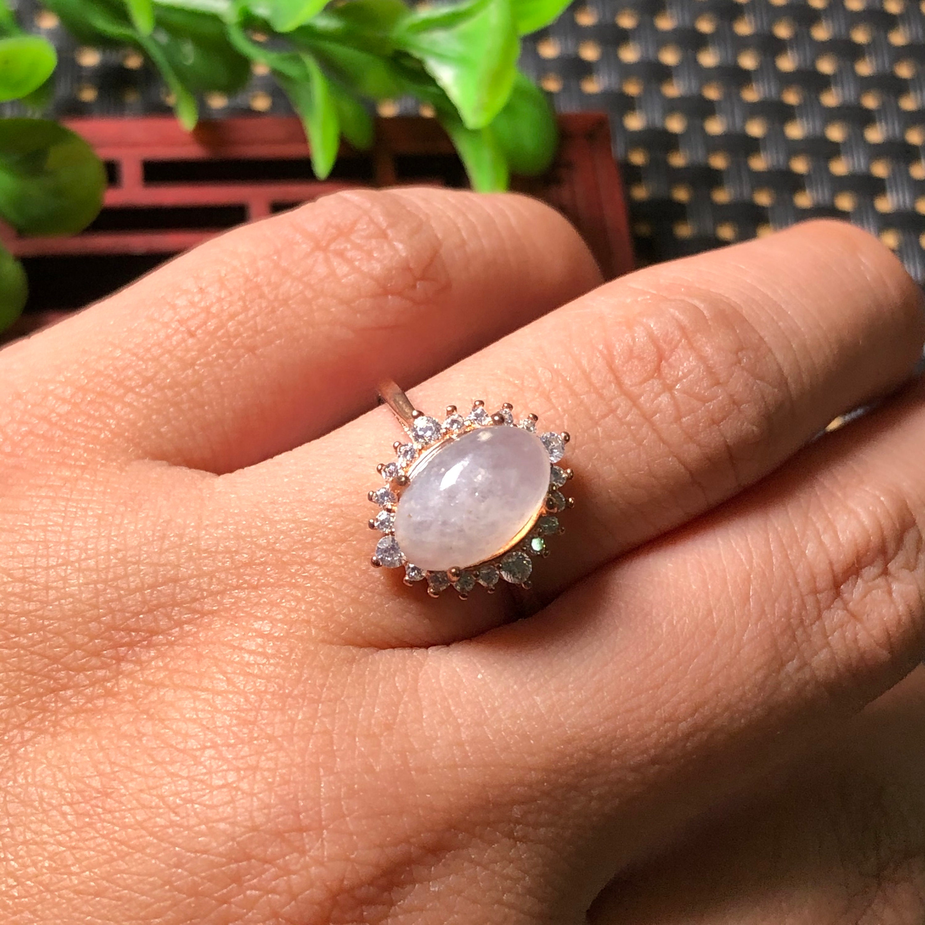 Natural ice white jade jade inlaid s925 silver ring size can | Etsy