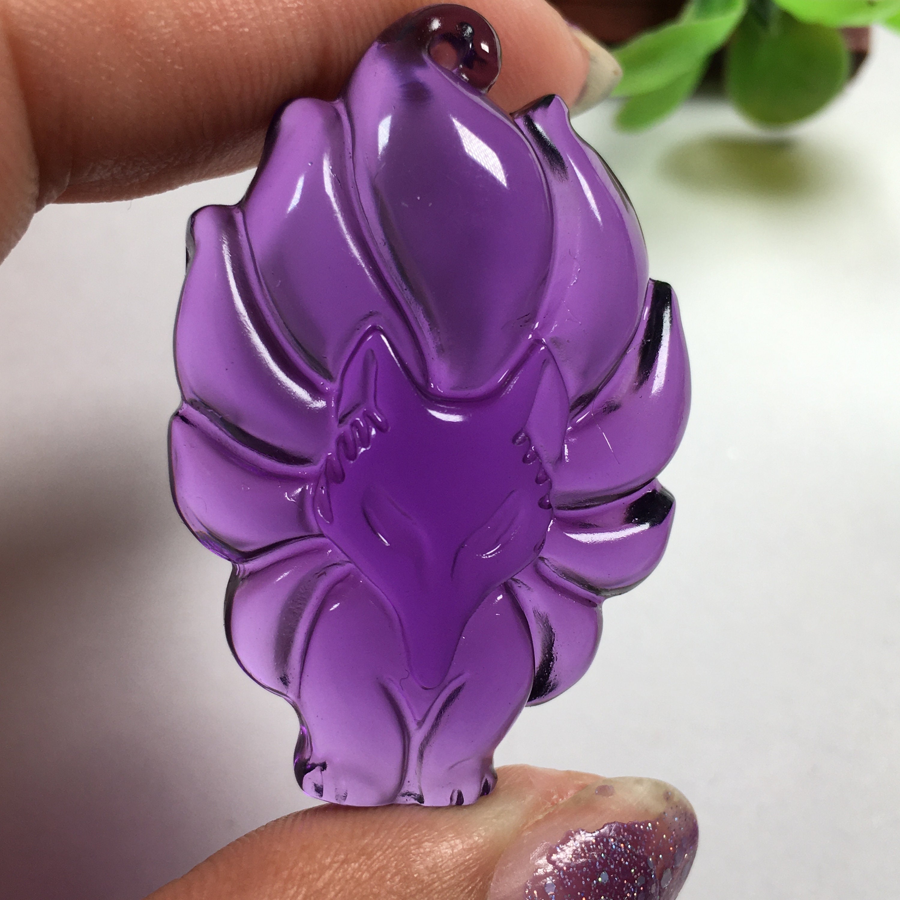 Amethyst Carved Good Luck Fox Fashion Amulet | Etsy