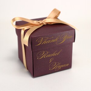 25 Small Wedding Candy Boxes Personalized Burgundy Gift Boxes With Lids ...