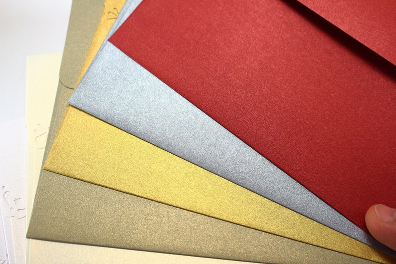 25 A6 Metallic Envelopes - 4.75x6.5" - Straight Flap - Red White Gold ...
