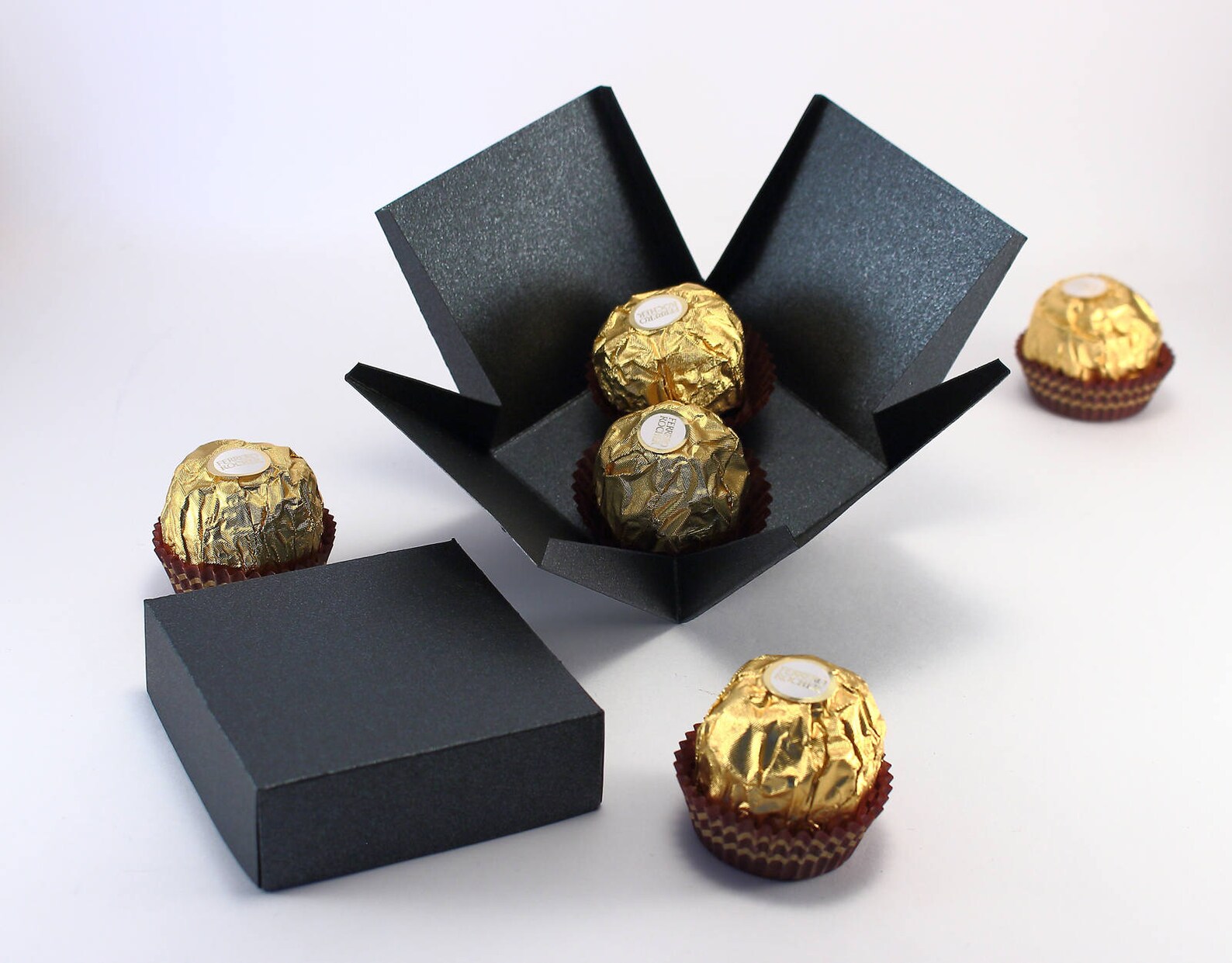 70 BLACK Favor Boxes - 2 Pieces Party Gift Boxes - Bridal Shower ...