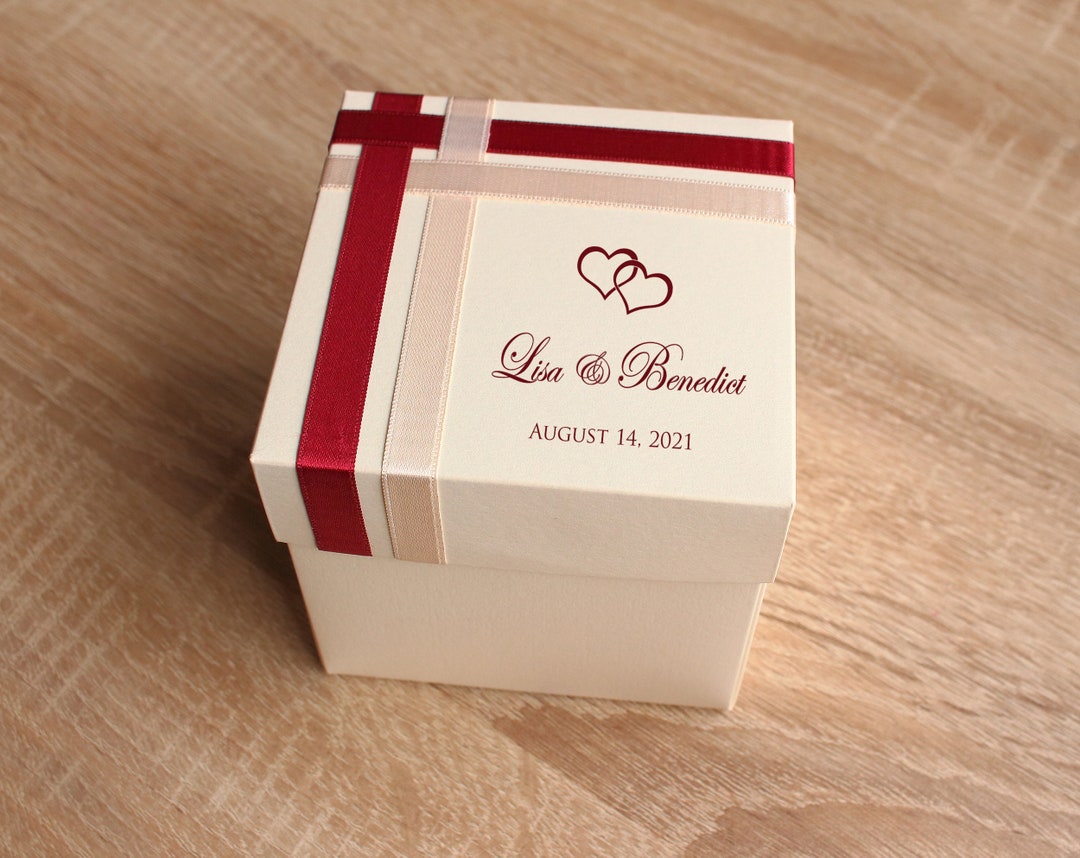 Personalized Wedding Favor Boxes (10) 4x4x4 Inches Wedding Guests Gift ...