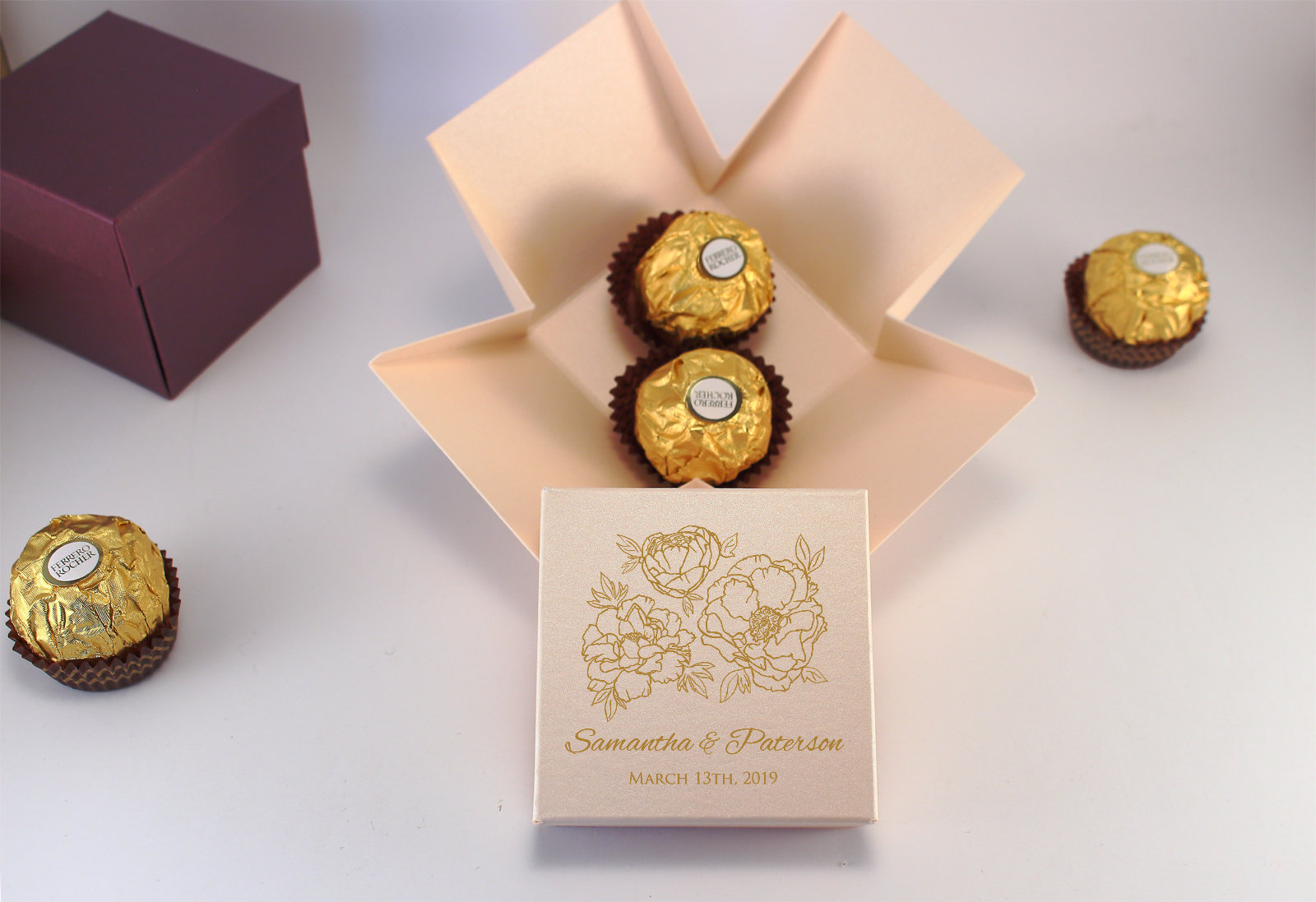 50 Small Coral Wedding Favor Boxes Coral & Burgundy Themed - Etsy