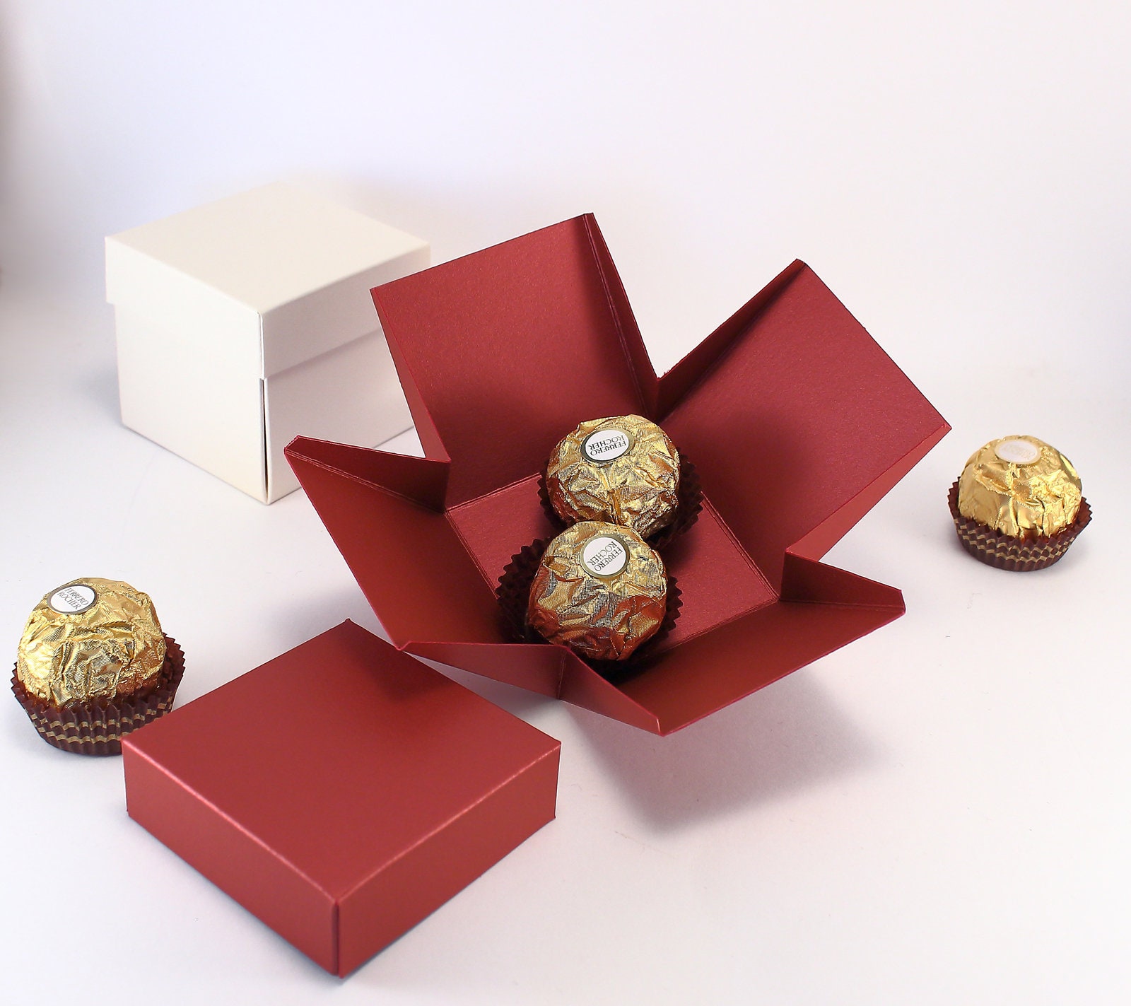 10 RED Favor Boxes Small Gift Boxes with Lids Bridal | Etsy