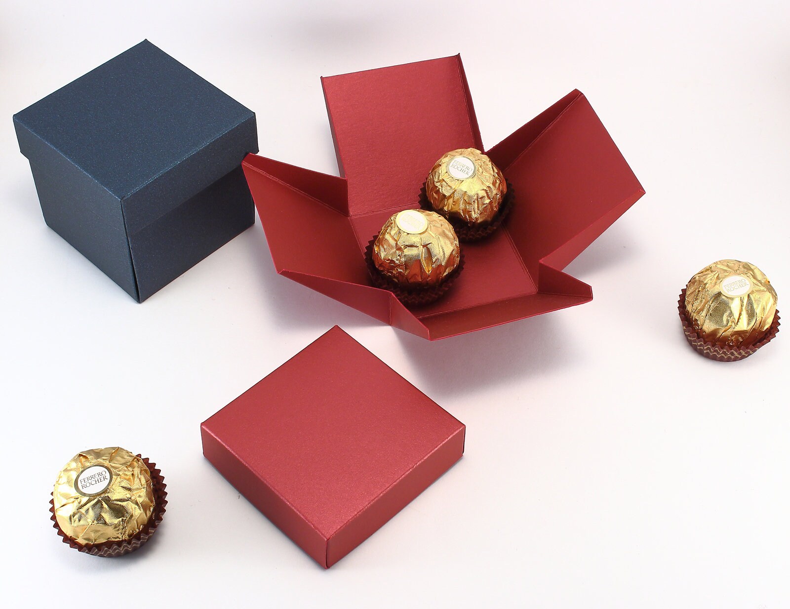 10 RED Favor Boxes Small Gift Boxes with Lids Bridal | Etsy