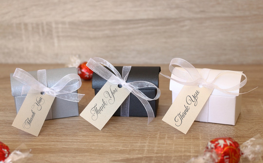 Silver Wedding Favor Boxes, 12 Small Personalized Gift Boxes With ...