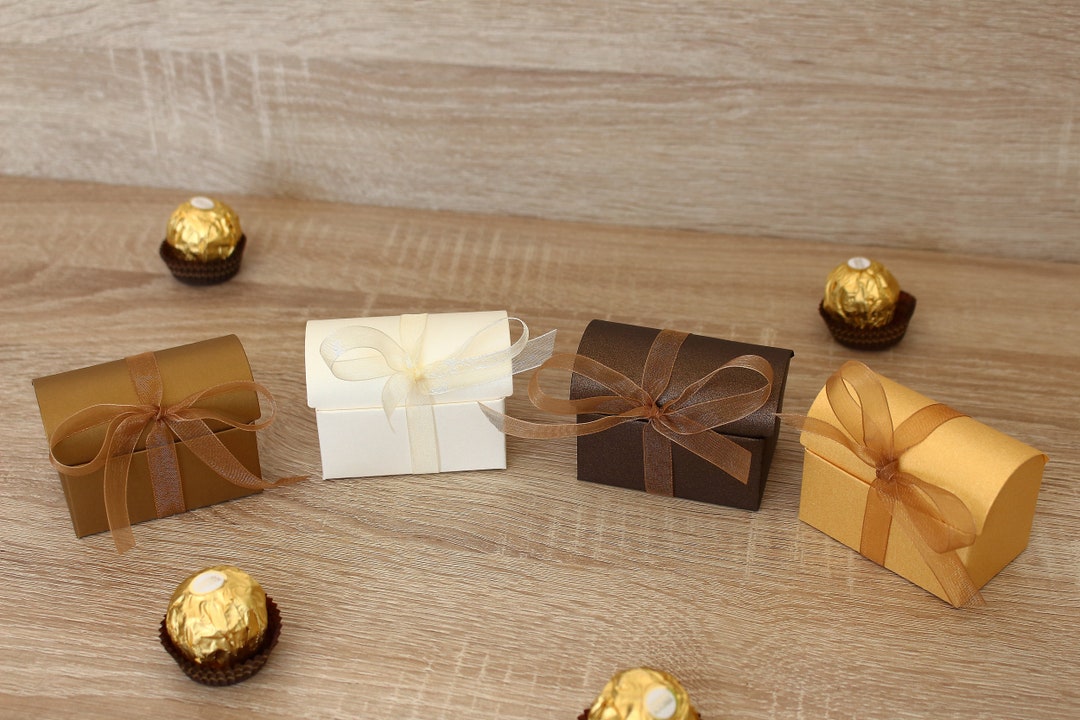 Gold Wedding Favor Boxes, Treasury Chest Party Favors, 12 Small ...