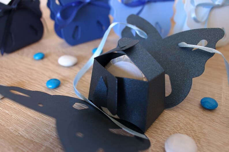 12 Small Blue Gift Boxes With Ribbon Butterfly Themed | Etsy